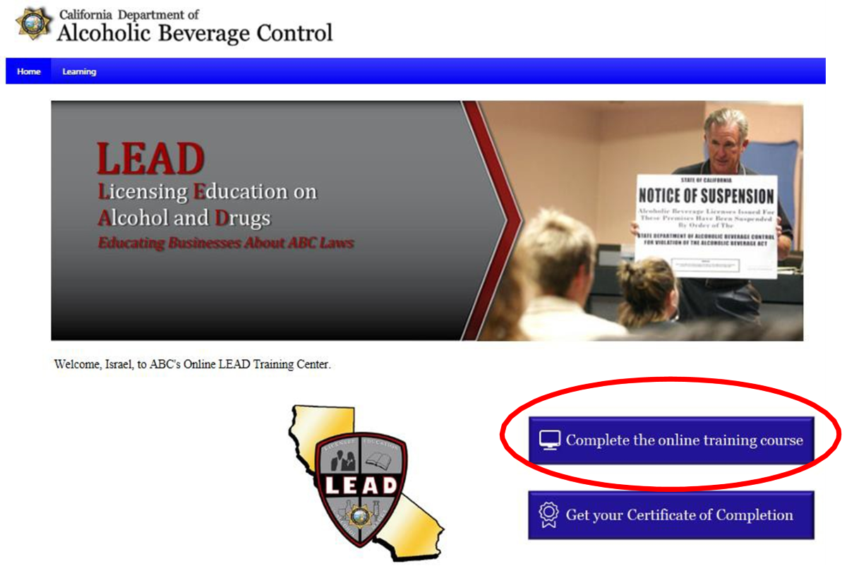 Online LEAD Program User Guide | Alcoholic Beverage Control