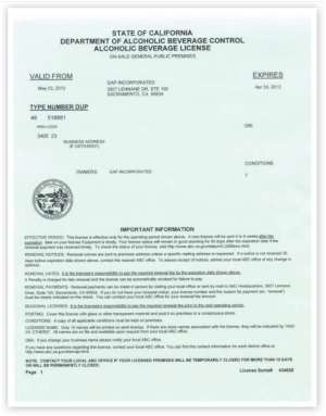 Posting of License and License Conditions | Alcoholic Beverage Control